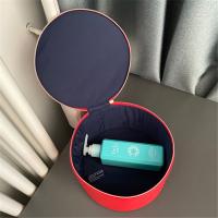 China Customized Lightweight Ladies Leather Vanity Case Portable Round Red for sale