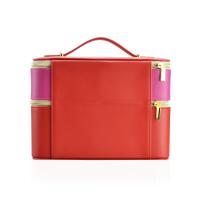 China Waterproof 24*20*19cm Leather Vanity Case Double Layers Zipper Closure for sale