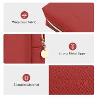 China PU Leather Zippered Cosmetic Makeup Bag Red Small For Daily Use for sale