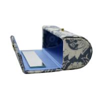 China Customizable Canvas Print Travel Lipstick Case Satin Lining With Mirror for sale