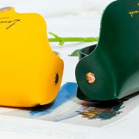 China Waterproof Travel Lipstick Case PU Leather Portable Yellow for sale