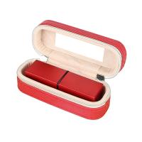 China Mini PU Leather Travel Lipstick Case 10*4*3.5cm With Double Zipper Closure for sale