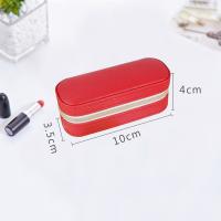 China Mini PU Leather Travel Lipstick Case 10*4*3.5cm With Double Zipper Closure for sale