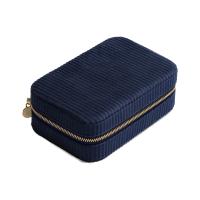 China Dark Blue Velvet Trio Travel Lipstick Case With Interior Mirror And EVA Insert for sale