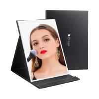 China Single Side Folding Travel Mirror Vegan Leather Customized With Stand for sale