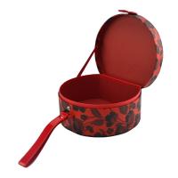 China Gift Storage Hasp Closure Round Paper Suitcase With PU Handle for sale