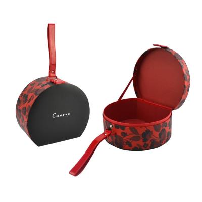 China Gift Storage Hasp Closure Round Paper Suitcase With PU Handle for sale