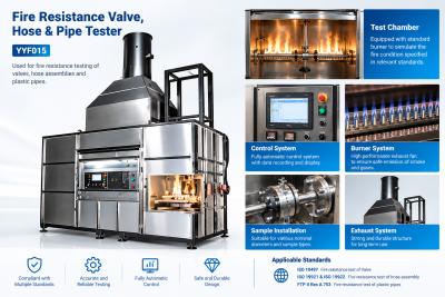 China ISO10497 ISO19921 ISO19922 Compliant Fire Resistance Valve Tester with Adjustable Dropping Height 30-40mm and Platinum Electrode for sale