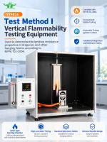 China Fully Automatic Timing Vertical Flammability Tester YYF016, NFPA701 Fabric Vertical Burning Test Machine for Single & Multi-layer Fabrics for sale