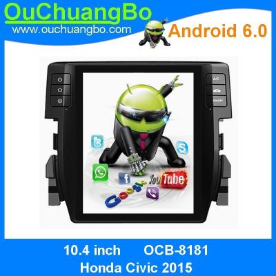China Ouchuangbo huge Vertical Screen Tesla Style Android 6.0 car audio gps navi for Honda Civic 2015 with auto player  USB for sale