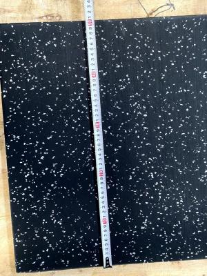 China Safety & Noise Reduction Rubber Gym Flooring Tile 20mm Black with White EPDM Fleck 500mm X 500mm for sale