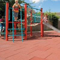 China Black Ground EPDM DOT Anti-Slip Rubber Flooring Tiles for Kindergarten Playground 30mm 40mm 50mm Non-Slip and Comfortable for sale