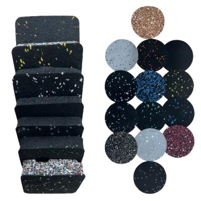 China Sample Free Color Fleck Rubber Gym Equipment Mats 1mx1m 50cmx50cm 15-50mm for Playground for sale