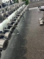 China 100*100cm and 50*50cm EPDM DOT Gym Rubber Flooring Tiles Absorbing Impact of Weights with Pure Color or Black Ground for sale