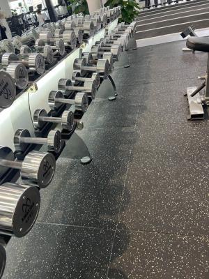 China 100*100cm and 50*50cm EPDM DOT Gym Rubber Flooring Tiles Absorbing Impact of Weights with Pure Color or Black Ground for sale