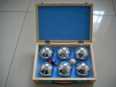 China 72mm wooden box bocce ball for sporting, petanque set, boules set for garden playing for sale