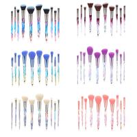 China Wood Handle 11 Pieces Diamond Sparkle Makeup Brush Set Nylon Hair With Bag for sale