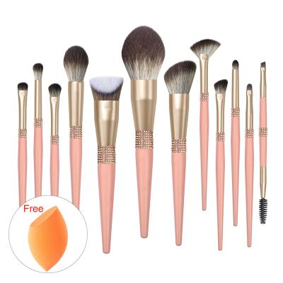 China 150g Custom Logo Foundation Makeup Brushes Rose Gold Makeup Brush Set Leather Case for sale