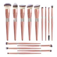 China 150g Custom Logo Foundation Makeup Brushes Rose Gold Makeup Brush Set Leather Case for sale