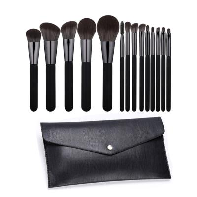 China 14 Pieces Plastic Skin Beauty Machine Black Makeup Brush Set for sale