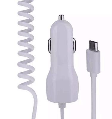 China 12-24V 5V 2.1A Metal Car Charger with Cable for iPhone Dual USB Fast Charging for sale
