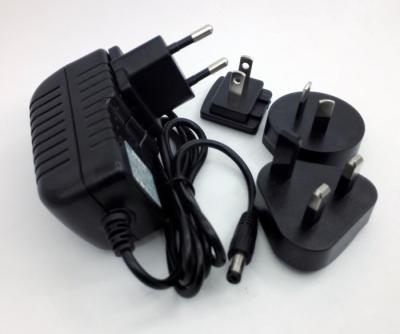 China 12V 2.5A Interchangeable Power Supply with 4 Interchangeable AC Plugs 36W Max for sale