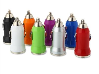 China USB Bullet Car Charger 3.1A Dual Port Fast Charging with LED Ring Light for Smartphones Tablets GPS for sale