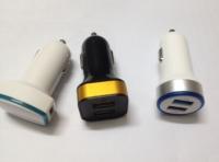 China USB Bullet Car Charger 3.1A Dual Port Fast Charging with LED Ring Light for Smartphones Tablets GPS for sale
