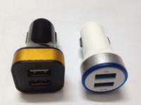 China USB Bullet Car Charger 3.1A Dual Port Fast Charging with LED Ring Light for Smartphones Tablets GPS for sale