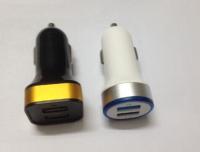 China USB Bullet Car Charger 3.1A Dual Port Fast Charging with LED Ring Light for Smartphones Tablets GPS for sale