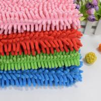 China Chenille Microfiber Textile Woven Fabric Rug Mop Car Cleaning No Pile Bath Mat Fabric for sale