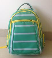 China OEM ODM Green White Polyester Striped High School Backpacks with Laptop Pocket for sale