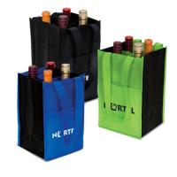 China Durable Green Non Woven Shopping Bag  Wine Bottle Totes ISO9001 Certification for sale