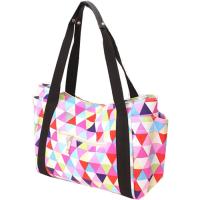 China Portable Colorful Polyester Tote Bags With Leather Handle Custom Made for sale