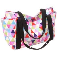 China Portable Colorful Polyester Tote Bags With Leather Handle Custom Made for sale