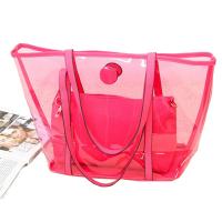 China Transparent Ladies Tote Bags Clear PVC Handbags , Orange / Red / Blue for sale