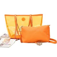 China Transparent Ladies Tote Bags Clear PVC Handbags , Orange / Red / Blue for sale