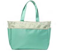 China Light Green Fabric Cute Stylish Baby Changing Bags Embroidery logo on front for sale