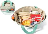 China Light Green Fabric Cute Stylish Baby Changing Bags Embroidery logo on front for sale