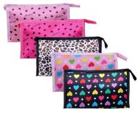 China Promotional Nylon Dots Printed Travel Cosmetic Bags / Cosmetic Train Cases for sale