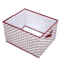 China OEM Durable PP Non Woven Storage Boxes with Cover , White Red Dots Printed for sale
