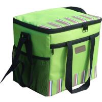 China 600D Polyester Strips Insulated Picnic Bag with Tote Handle , Blue / Green for sale