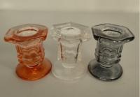 China Glass Candle Holders Set, 12 Pcs Amber Candlestick Holders Bulk, Taper Candle Holders for Wedding for sale