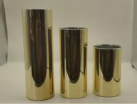 China Glass Golden Tea Light Candle Holders, cylinder shape polishing candle holder for sale