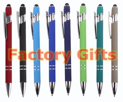 China Customized Stylus Ball Point Pen Laser Engraving Soft Touch Personalised Ballpoint Pen for sale
