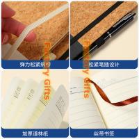 China Sustainable Cork Fabric Custom Sticky Note Book With Elastic And Ribbon Pen Holder for sale