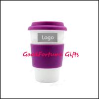 China 450ml Coffee Mugs Anti Scalding Promotional Ceramic Mug With Rubber Lid 6*14cm for sale