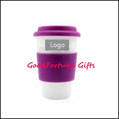 China 450ml Coffee Mugs Anti Scalding Promotional Ceramic Mug With Rubber Lid 6*14cm for sale