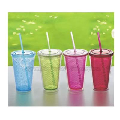 China 16oz Two Layer Plastic Tumbler Mug Water Drink Cup Coloured Customed Printed for sale