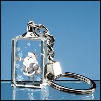 China Premium Custom Crystal Keychain Santa Clause Christmas Led Light Keychain for sale